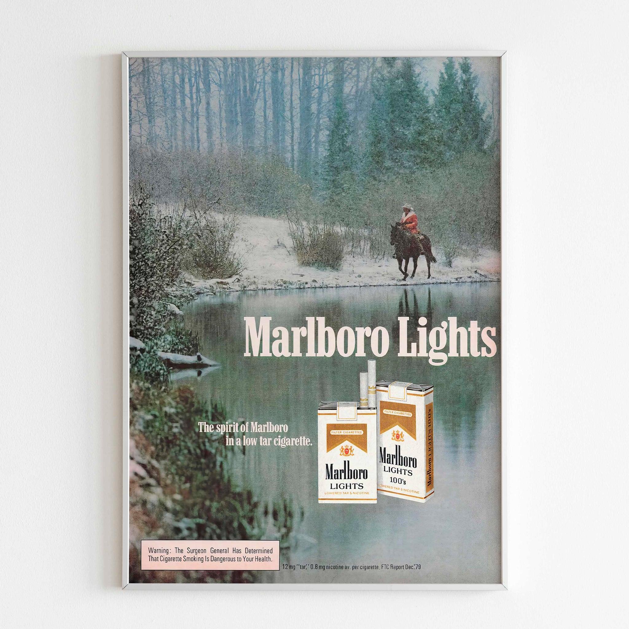 Marlboro Country Cowboy Winter Lake Advertising Poster, 80s Style Print ...