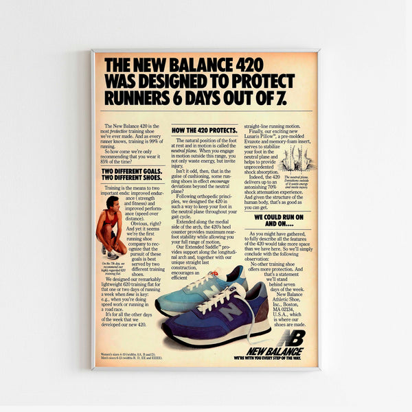 New Balance Poster Advertising, 90s Style Shoes Print, Vintage Running ...