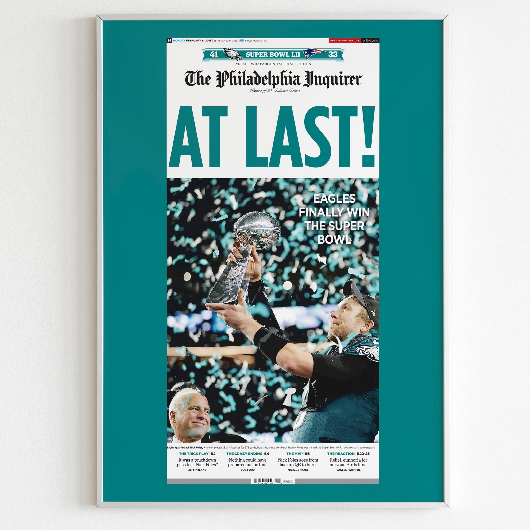 Philadelphia Eagles 2018 Super Bowl NFL Champions Front Cover The ...