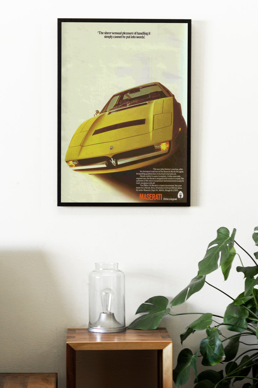 Maserati Advertising Poster, 80s Style Luxury Auto Print, Vintage ...