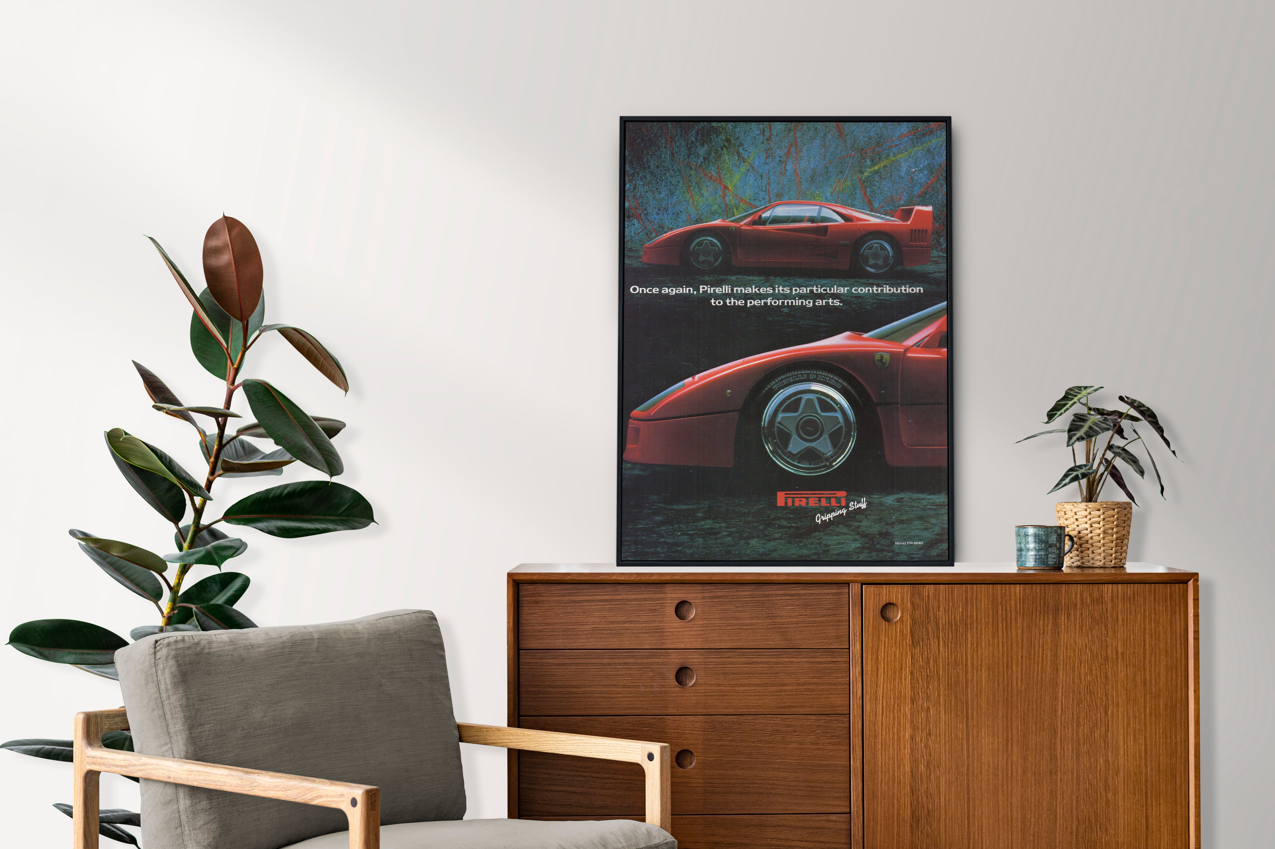 Ferrari Pirelli Advertising Poster, Sport Car 80s Style Print, Vintage ...