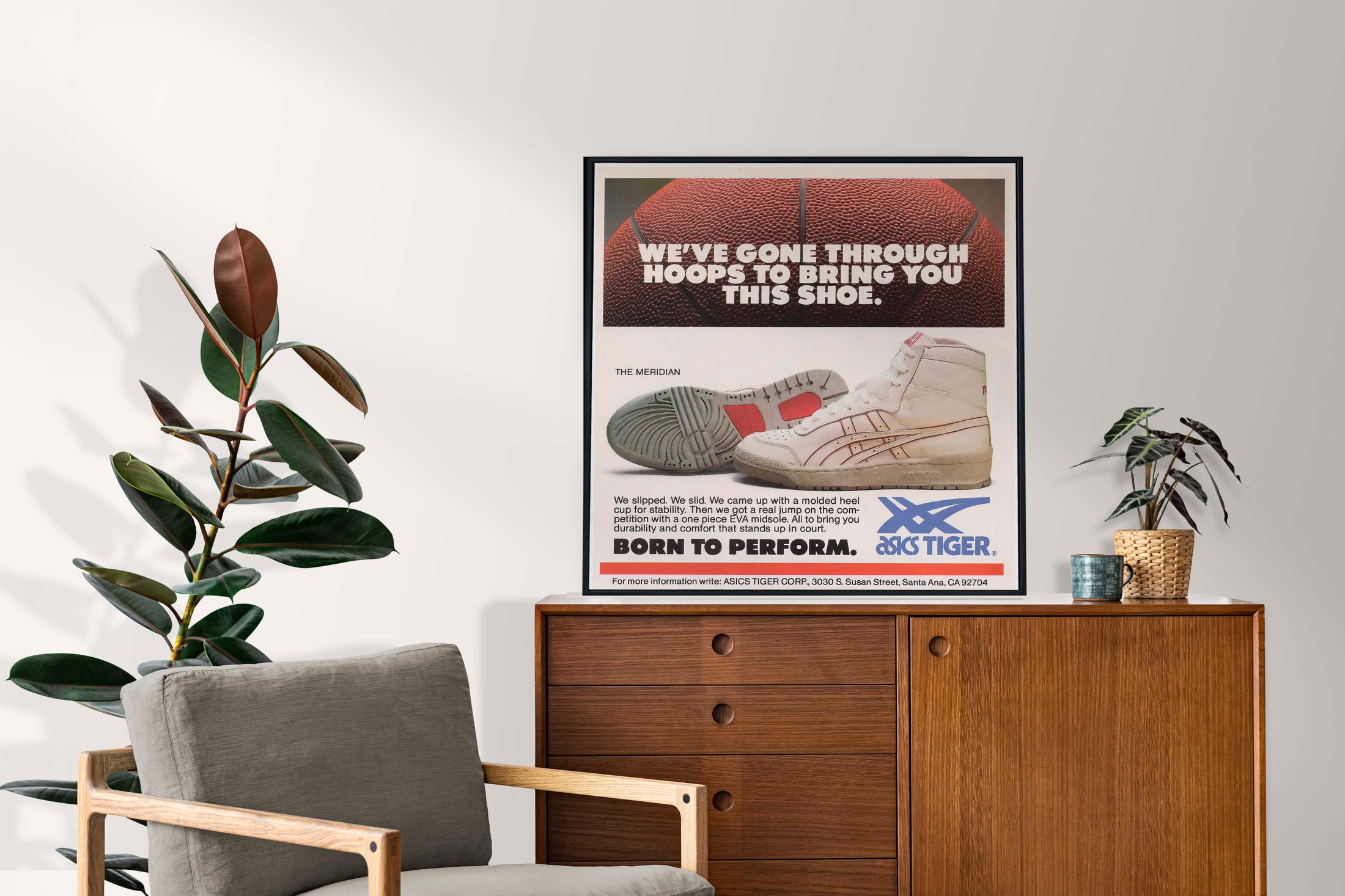 Asics Meridian Basketball Poster Advertising, 90s Style Shoes Print ...