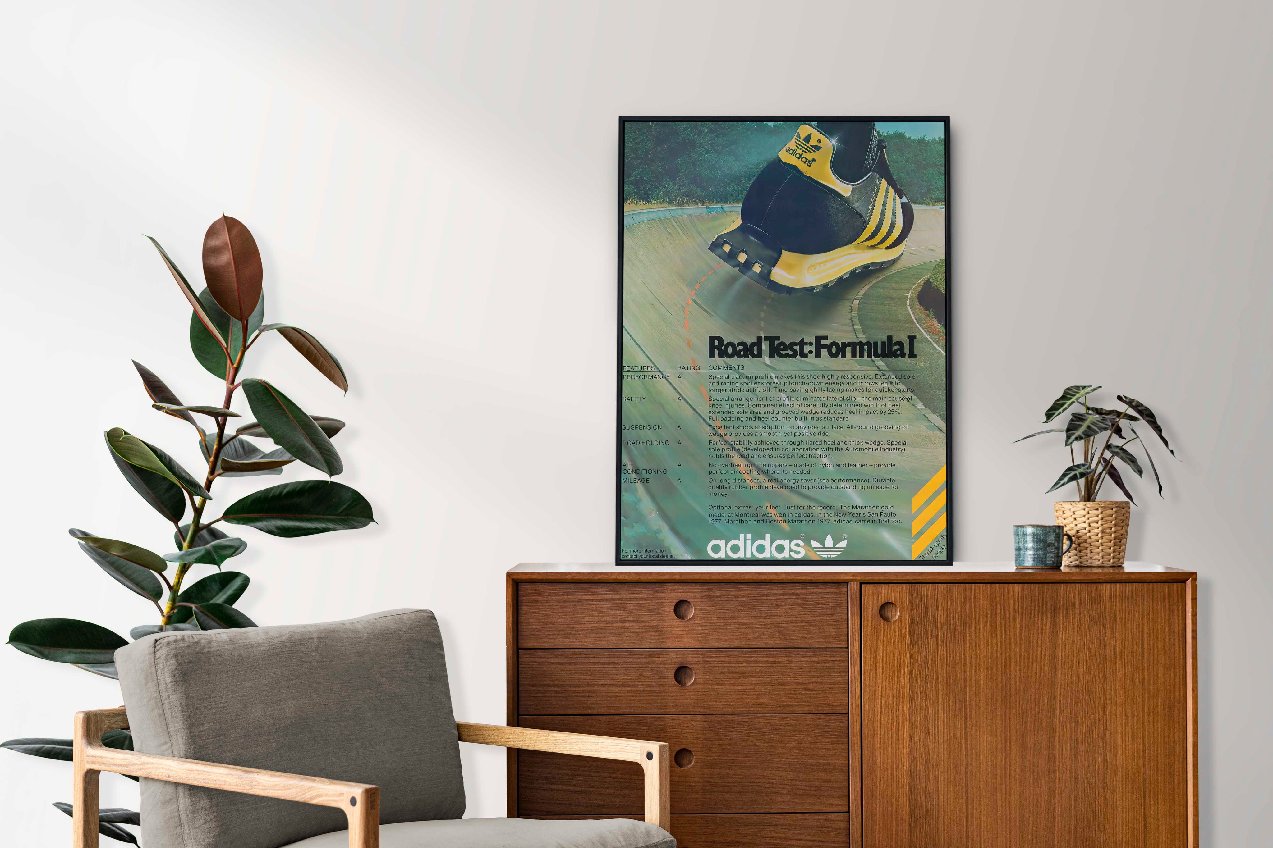 Adidas Formula 1 racing style Advertising Poster, 80s Style Shoes Print ...