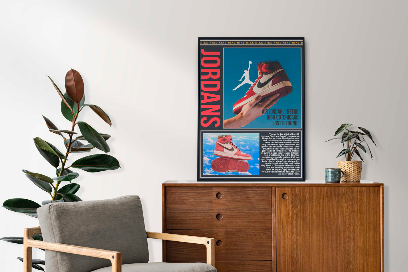 Nike "Air Jordan 1" Poster Advertising, 90s Style Shoes Print, Vintage ...