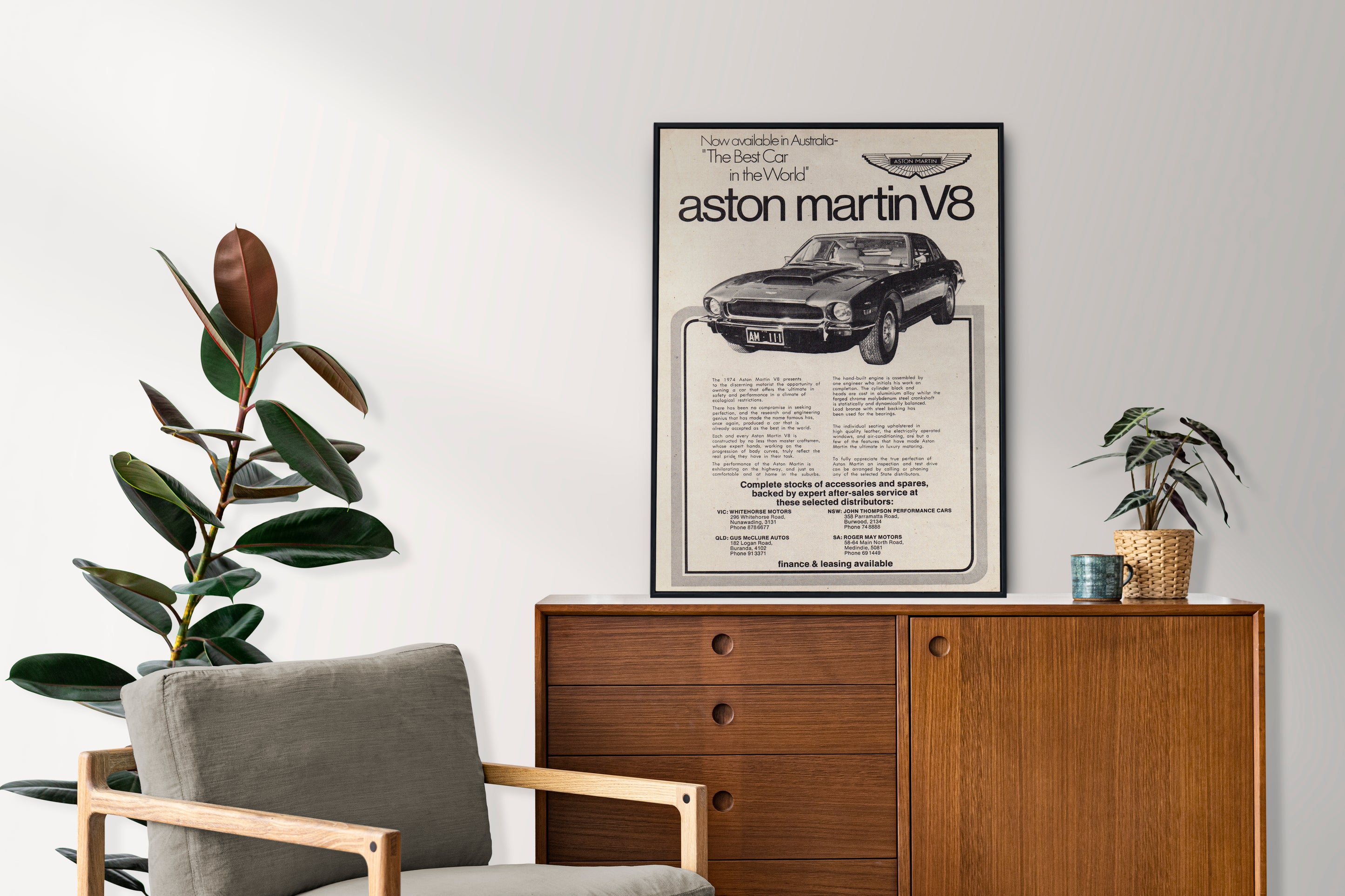 Aston Martin V8 Advertising Poster, 70s Style Print, Vintage Design ...
