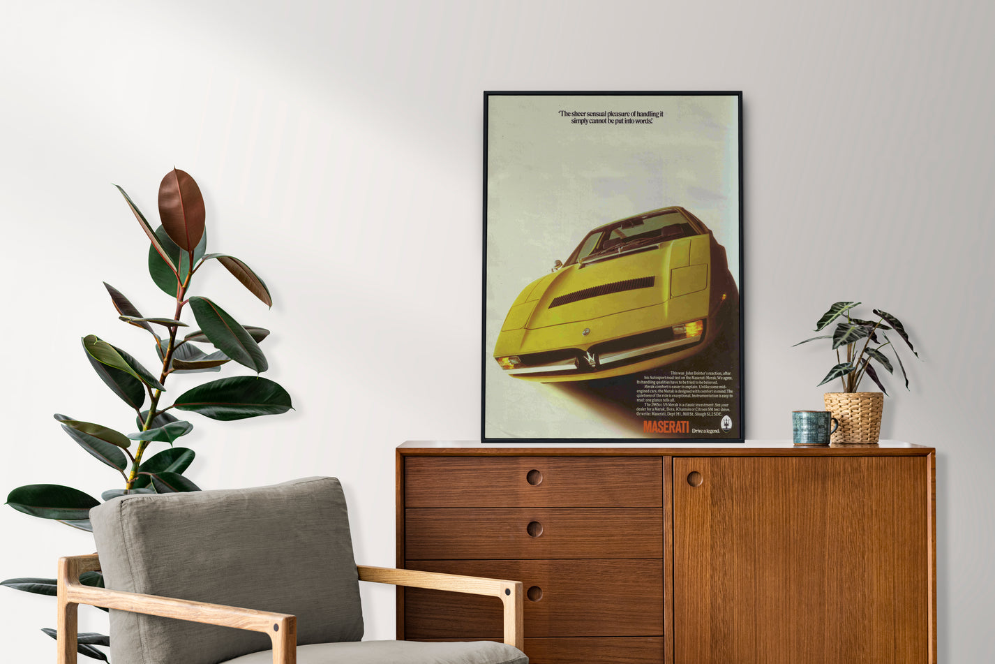 Maserati Advertising Poster, 80s Style Luxury Auto Print, Vintage ...
