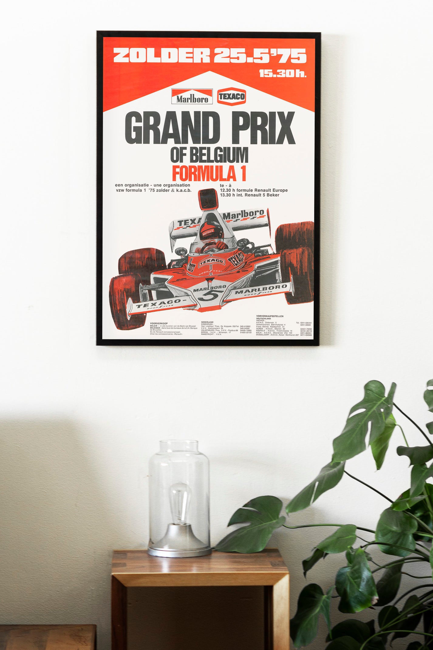 Grand Prix of Belgium 1975 Advertising Poster, Formula 1 Style Print ...