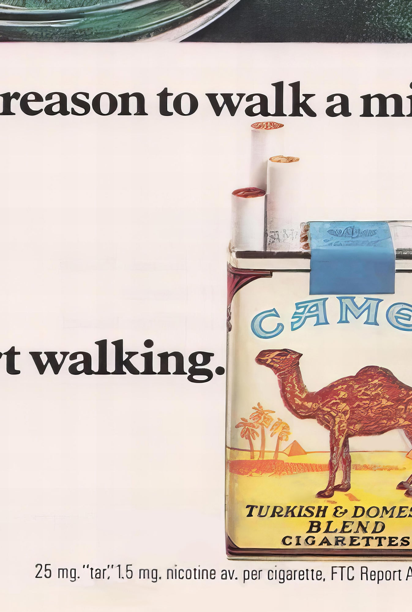 Camel "I'd Walk A Mile" Poster 70s Advertising Poster, Cigarettes Poker ...