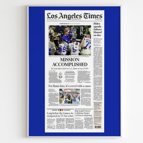 Los Angeles Rams 2022 Super Bowl NFL Champions Front Cover Los Angeles ...
