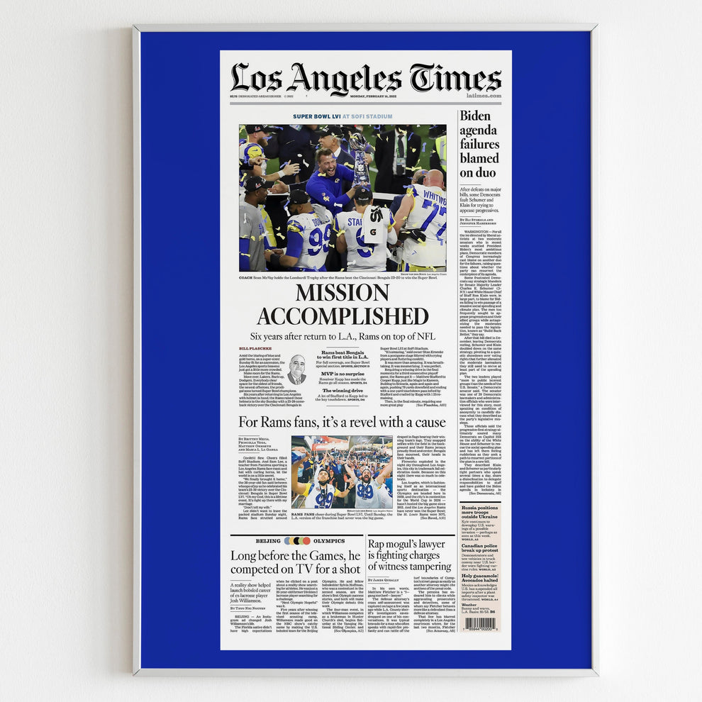 Los Angeles Rams 2022 Super Bowl NFL Champions Front Cover Los Angeles ...
